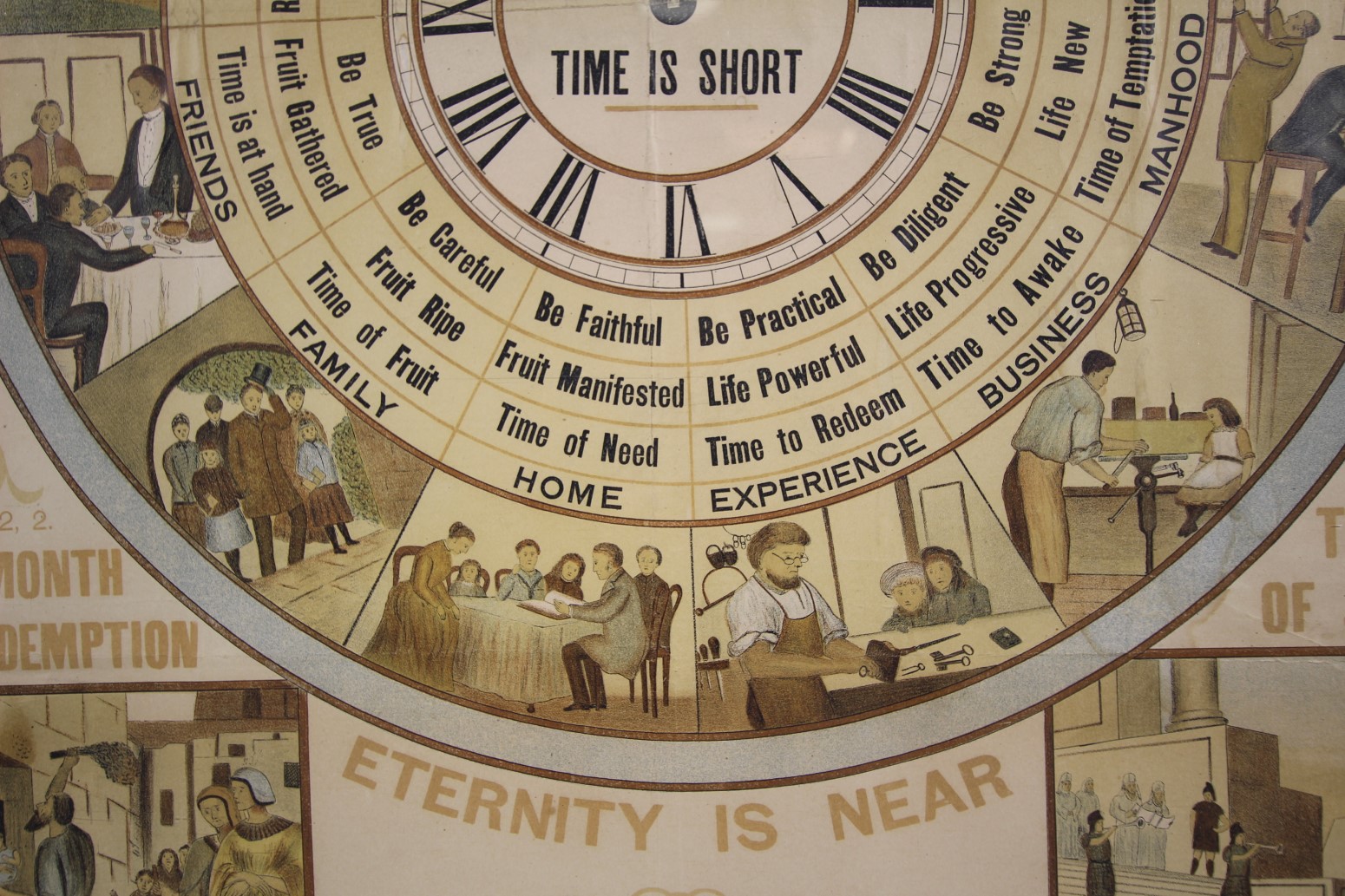 Rare Framed 19th Century Antique Paper Sign The Christians Clock of ...